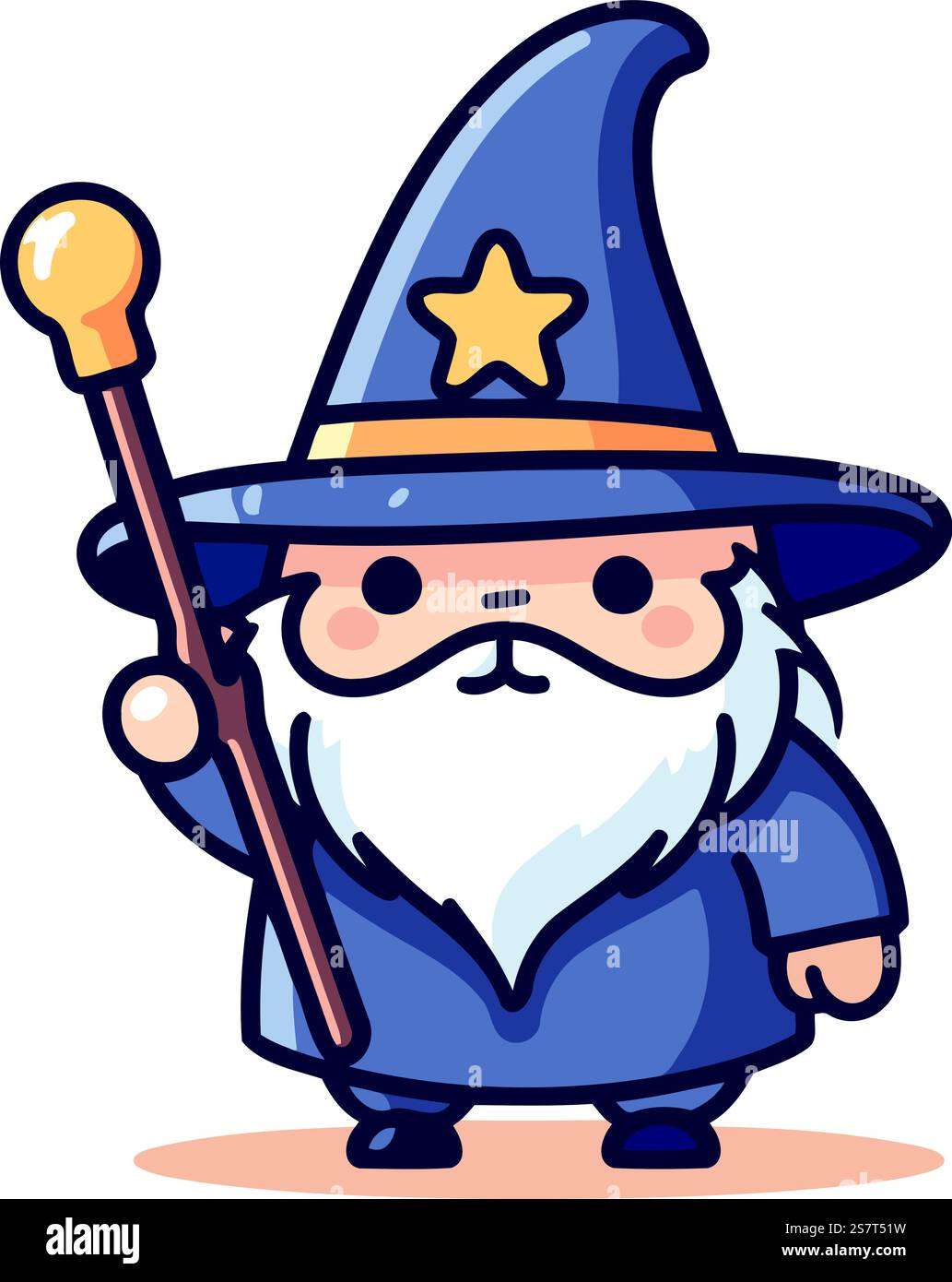 Wizard Character Cute Cartoon Wizard Vector Illustration Stock Vector ...