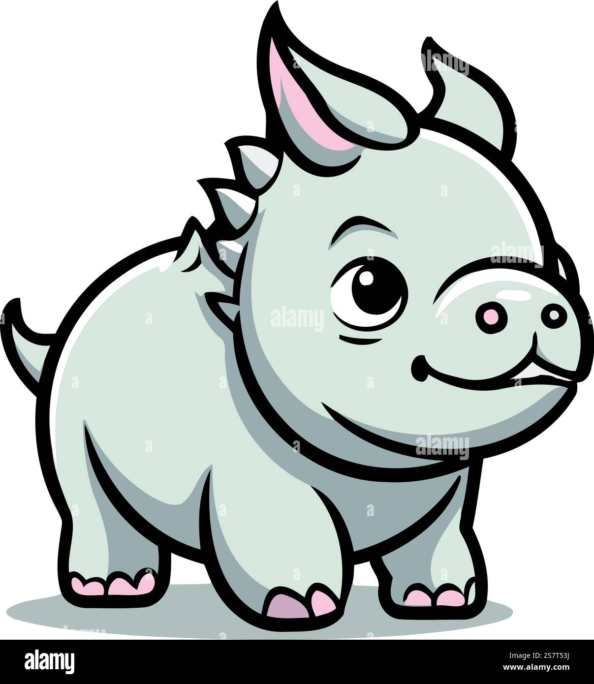 Cute rhinoceros character cartoon vector illustration. Funny rhinoceros ...