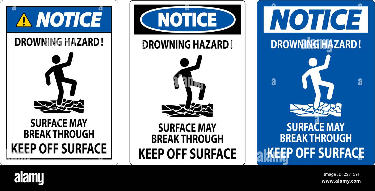 Notice Sign Drowning Hazard - Surface May Break Through, Keep Off ...