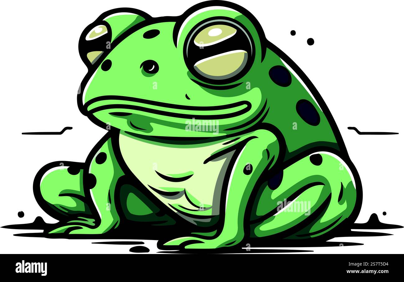 Cute cartoon frog isolated on a white background. Vector illustration ...