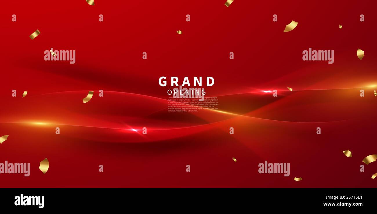 Design your opening card on a red background with elegant gold confetti ...
