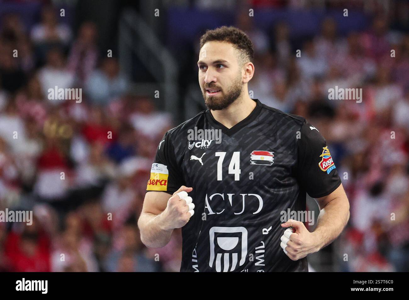 Yasser Abdelwahed of Egypt reacts during the 2025 IHF Men's Handball ...