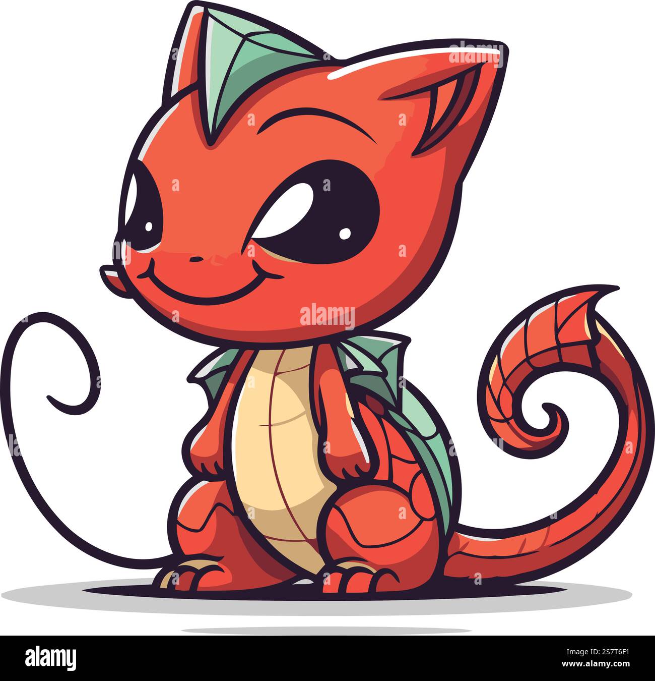 Cute cartoon red cat isolated on white background. Vector illustration ...