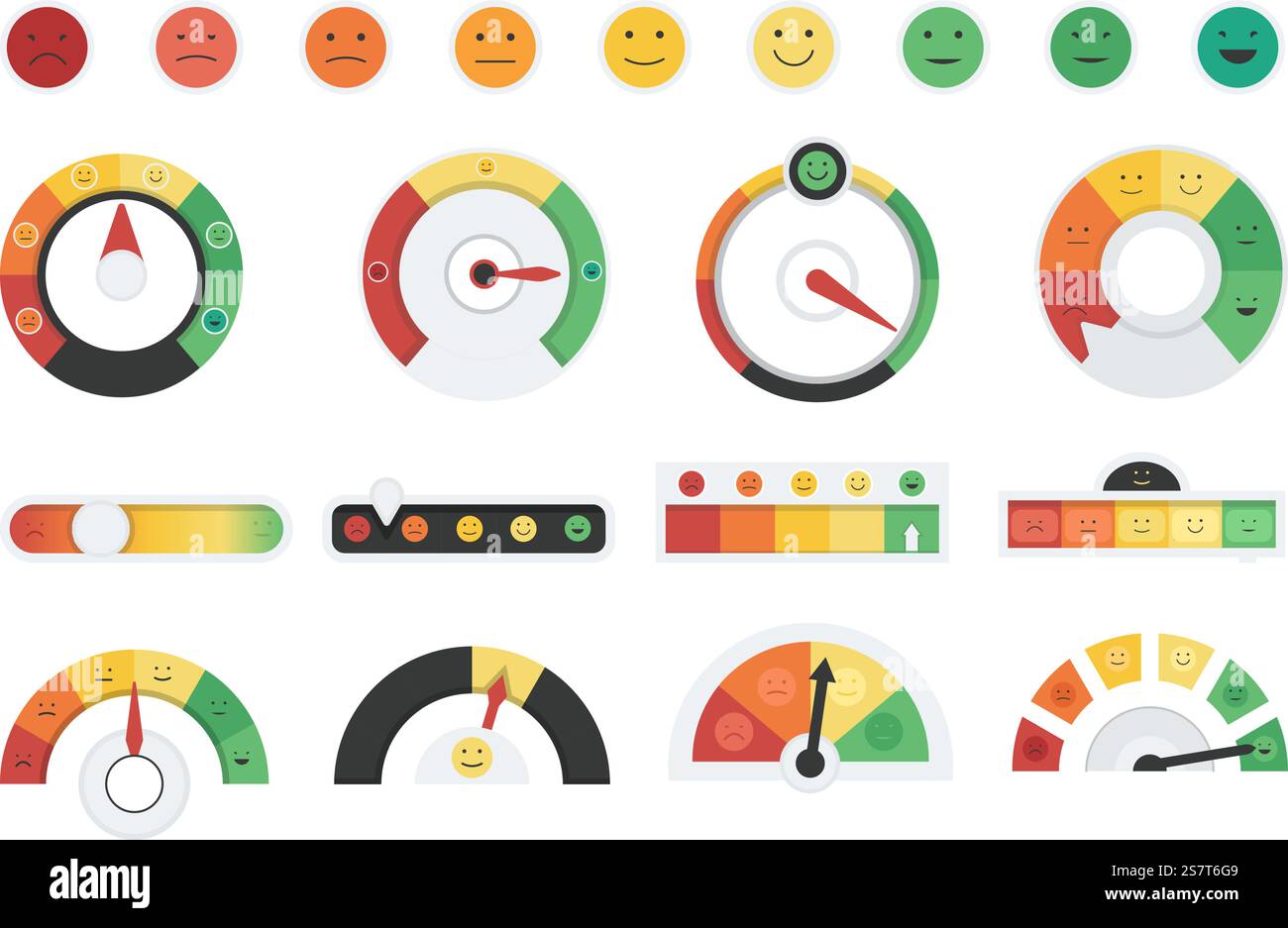 Service rating or mood scale, pain chart. Measuring happiness ...