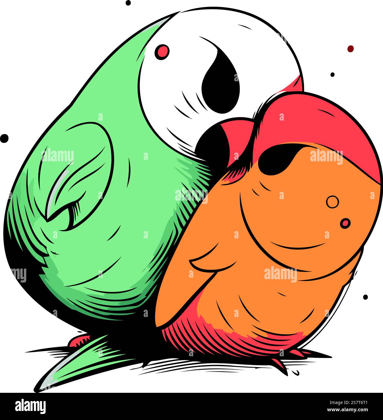 Vector illustration of two cute cartoon parrots isolated on white ...