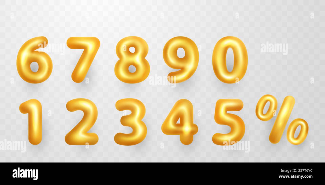 Number 0 to 9. Golden balloons design for parties, birthdays ...