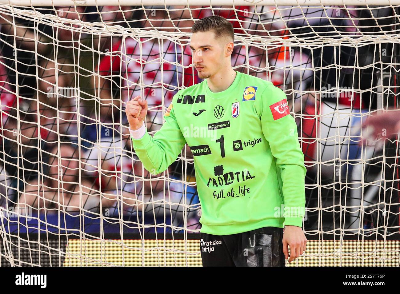Zagreb, Zagreb. 19th Jan, 2025. Dominik Kuzmanovic of Croatia reacts during the 2025 IHF Men's ...