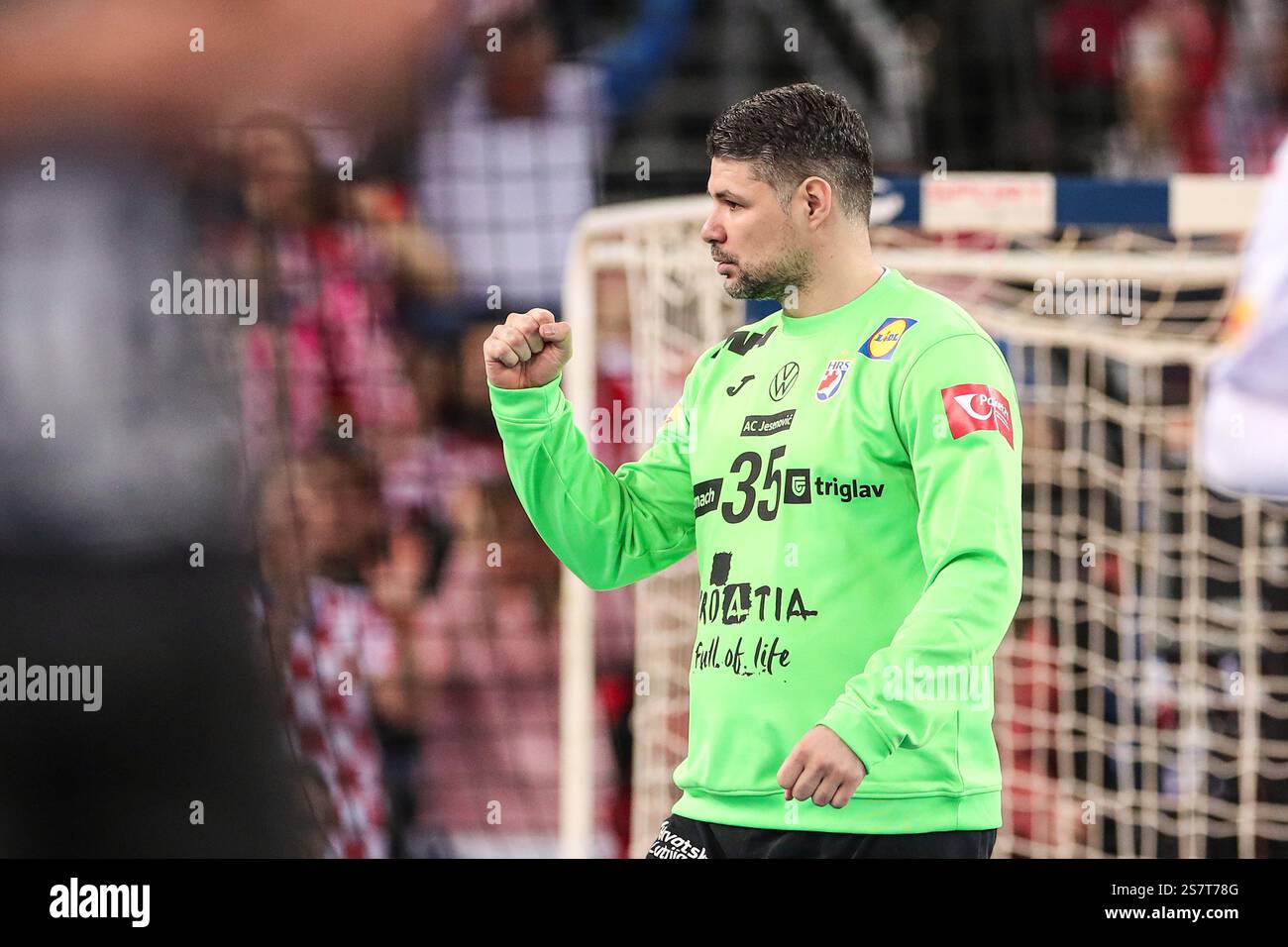 Ivan Pesic of Croatia reacts during the 2025 IHF Men's Handball World ...