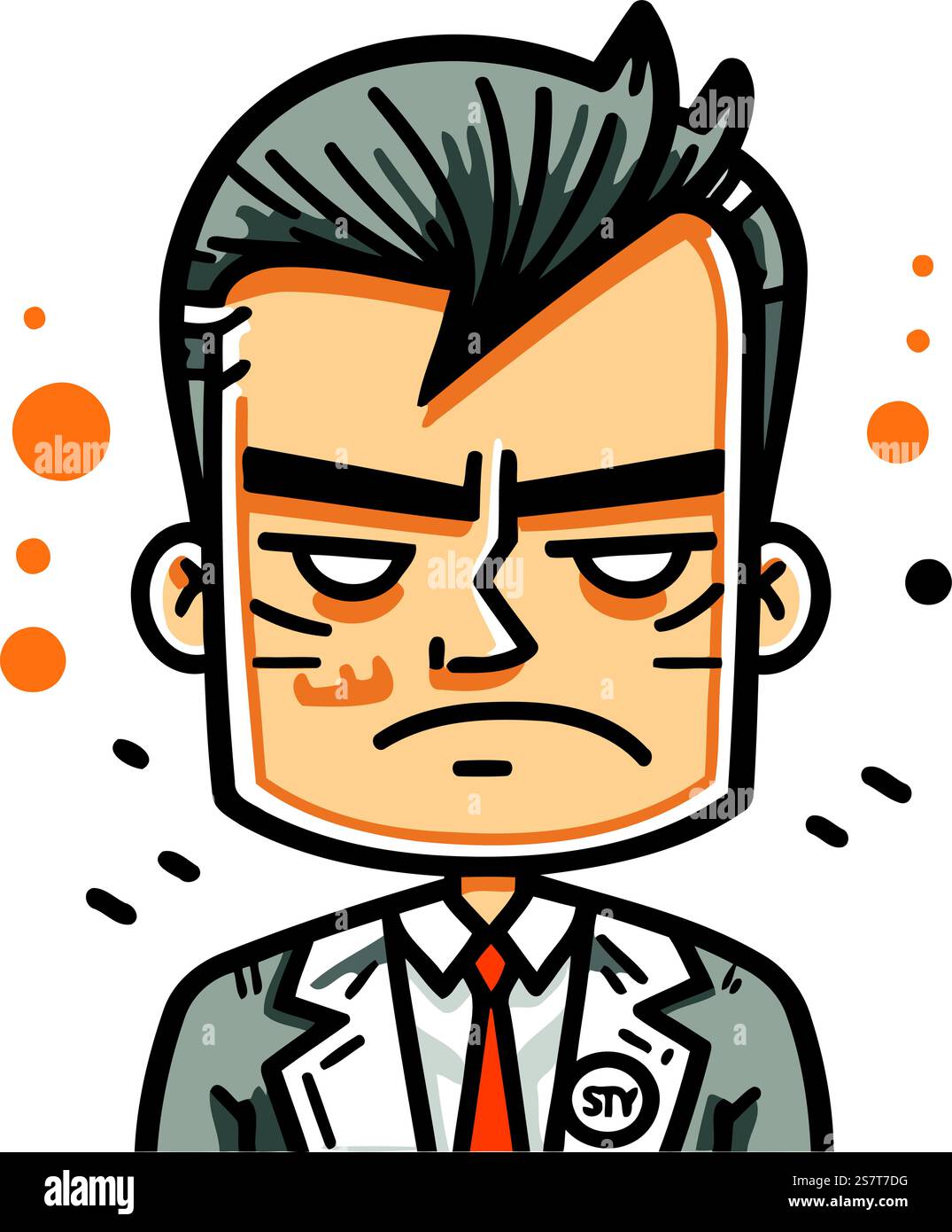 Angry businessman. Vector illustration in line art style. Isolated on ...