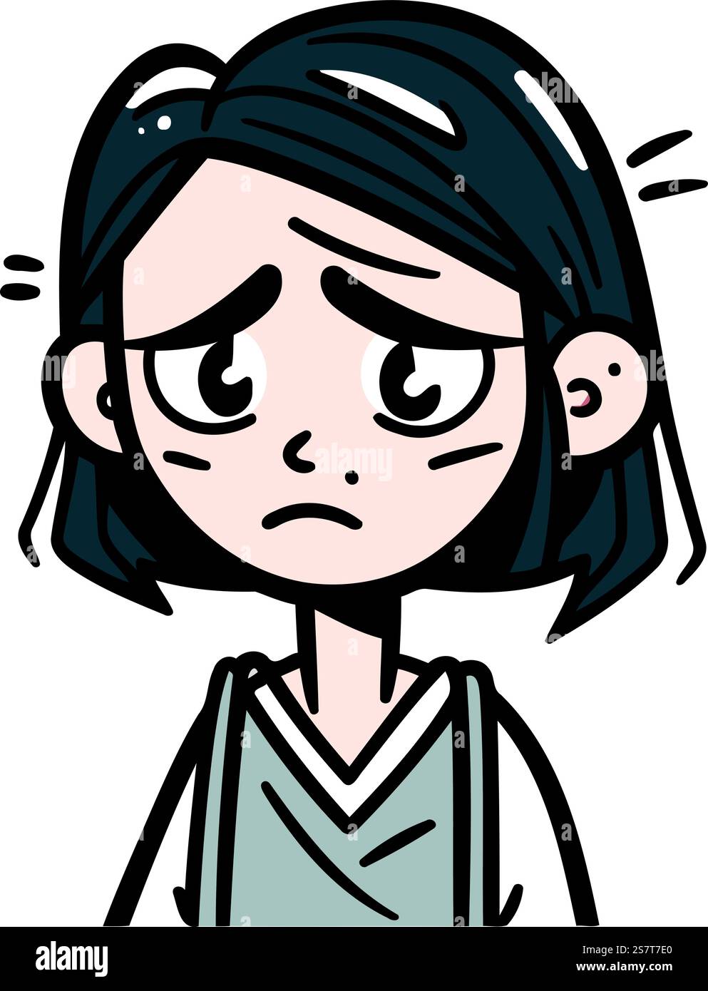 Frowning Girl Cartoon Vector Illustration Stock Vector Image & Art - Alamy