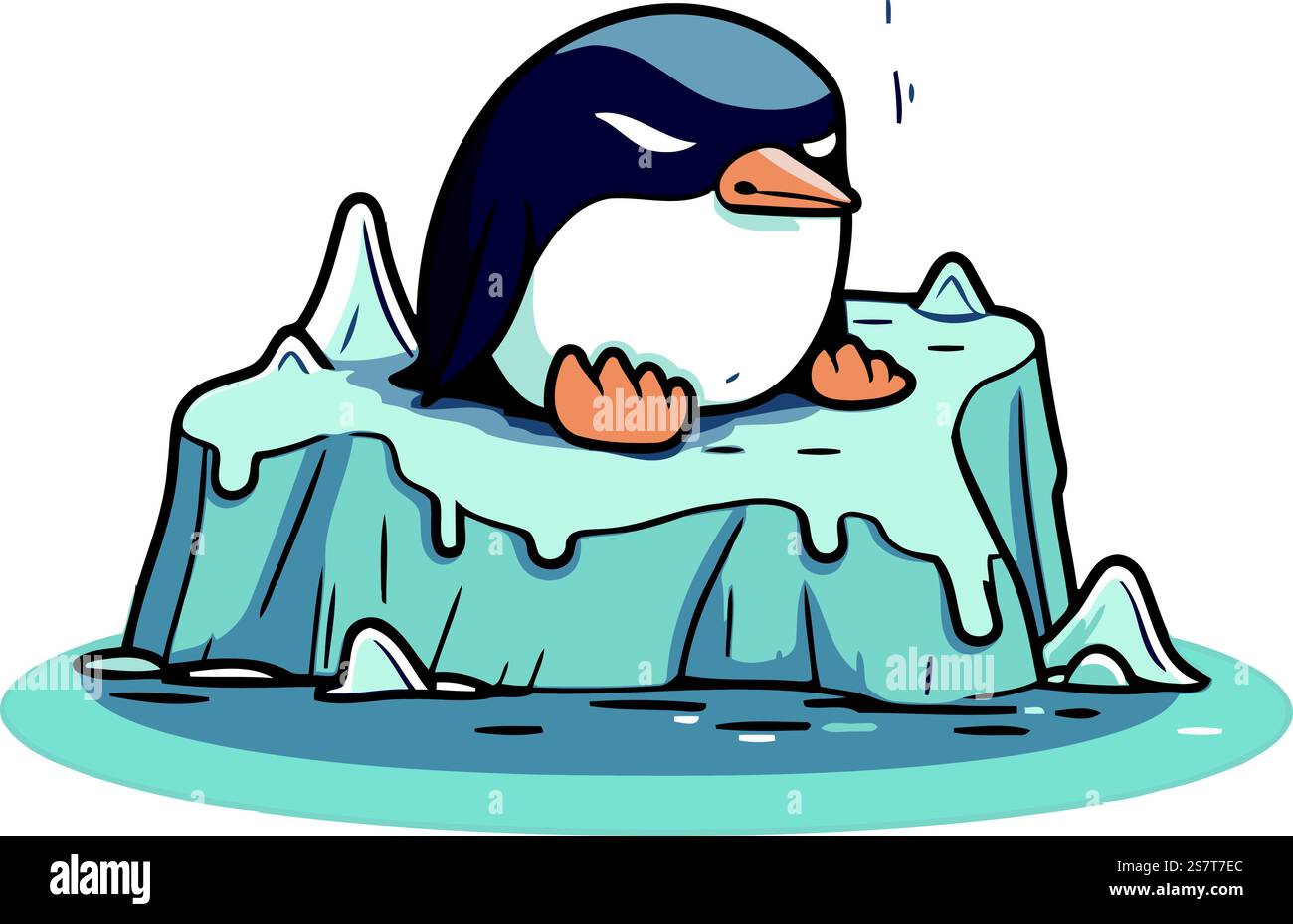 Cute penguin on the ice. Vector illustration isolated on white ...
