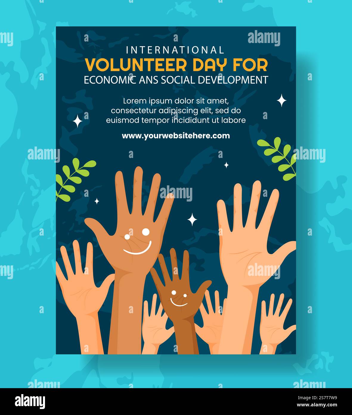 Volunteer Day for Economic and Social Development Vertical Poster Flat ...