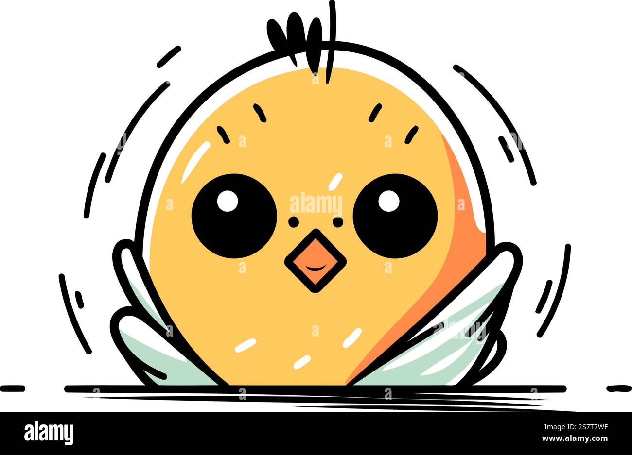 Cute little chick. Hand drawn vector illustration in cartoon style ...