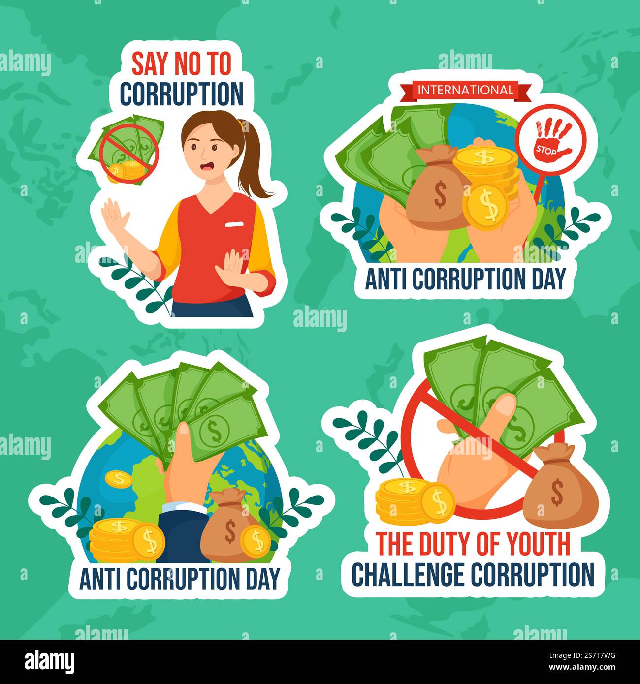 Anti Corruption Day Label Flat Cartoon Hand Drawn Templates Background ...