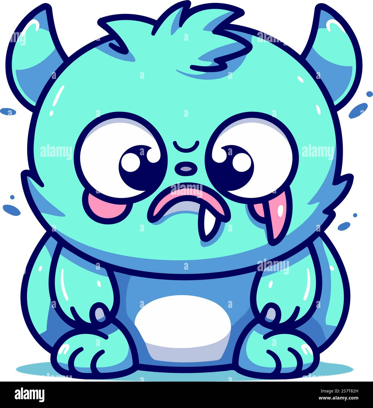 Cute cartoon monster with angry expression. Vector clip art ...