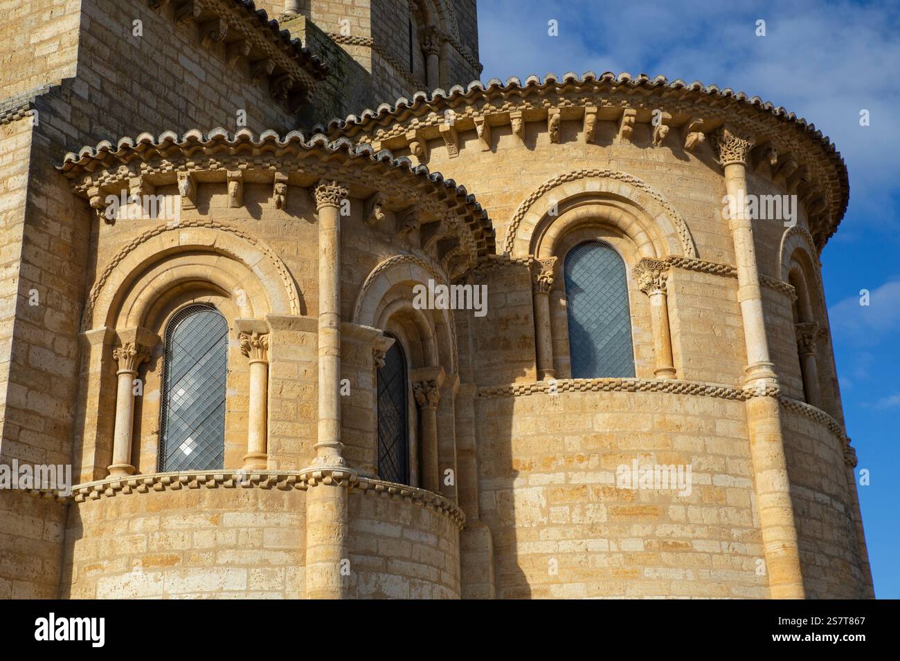 Detail of the chevet of the Romanesque church of San Martín de Tours ...