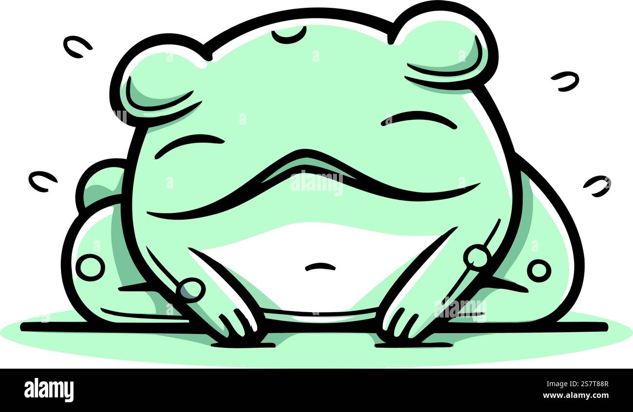Crying Cartoon Frog Vector Illustration. Isolated on White Background ...