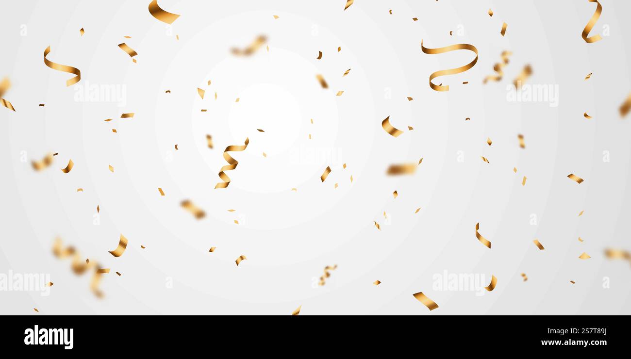 Golden confetti and zigzag ribbon falling from above Streamers, tinsel vector Stock Vector Image ...