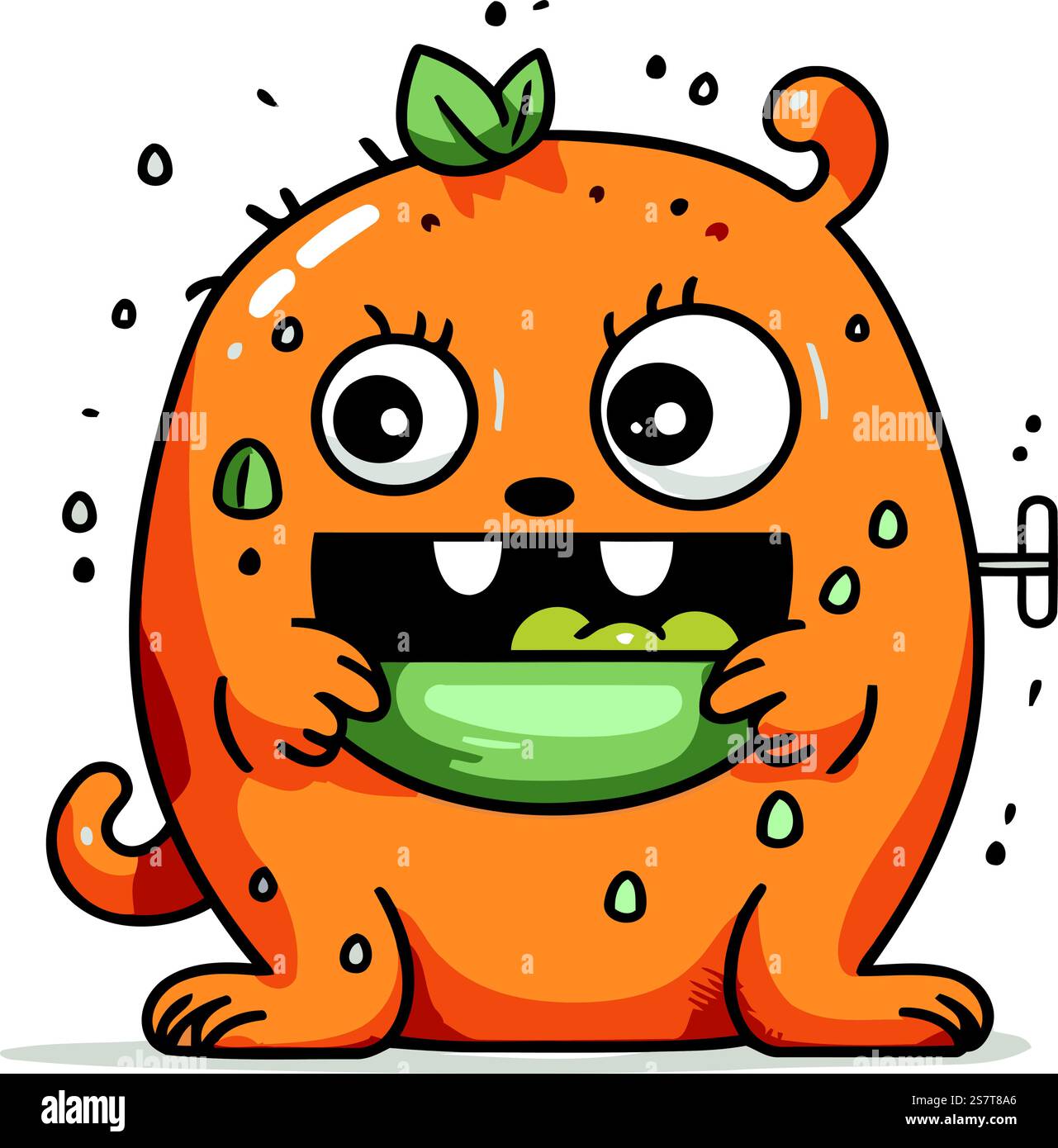 Funny cartoon orange monster. Vector illustration isolated on white ...