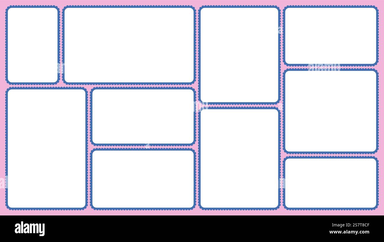 Scallop edged frame template. Bento collage grid shapes. Geometry ...