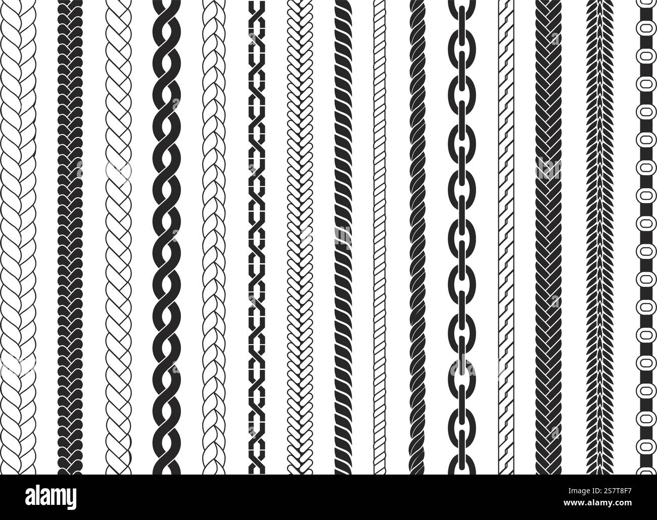 Braids seamless pattern. Braid brushes decorative elements for design ...
