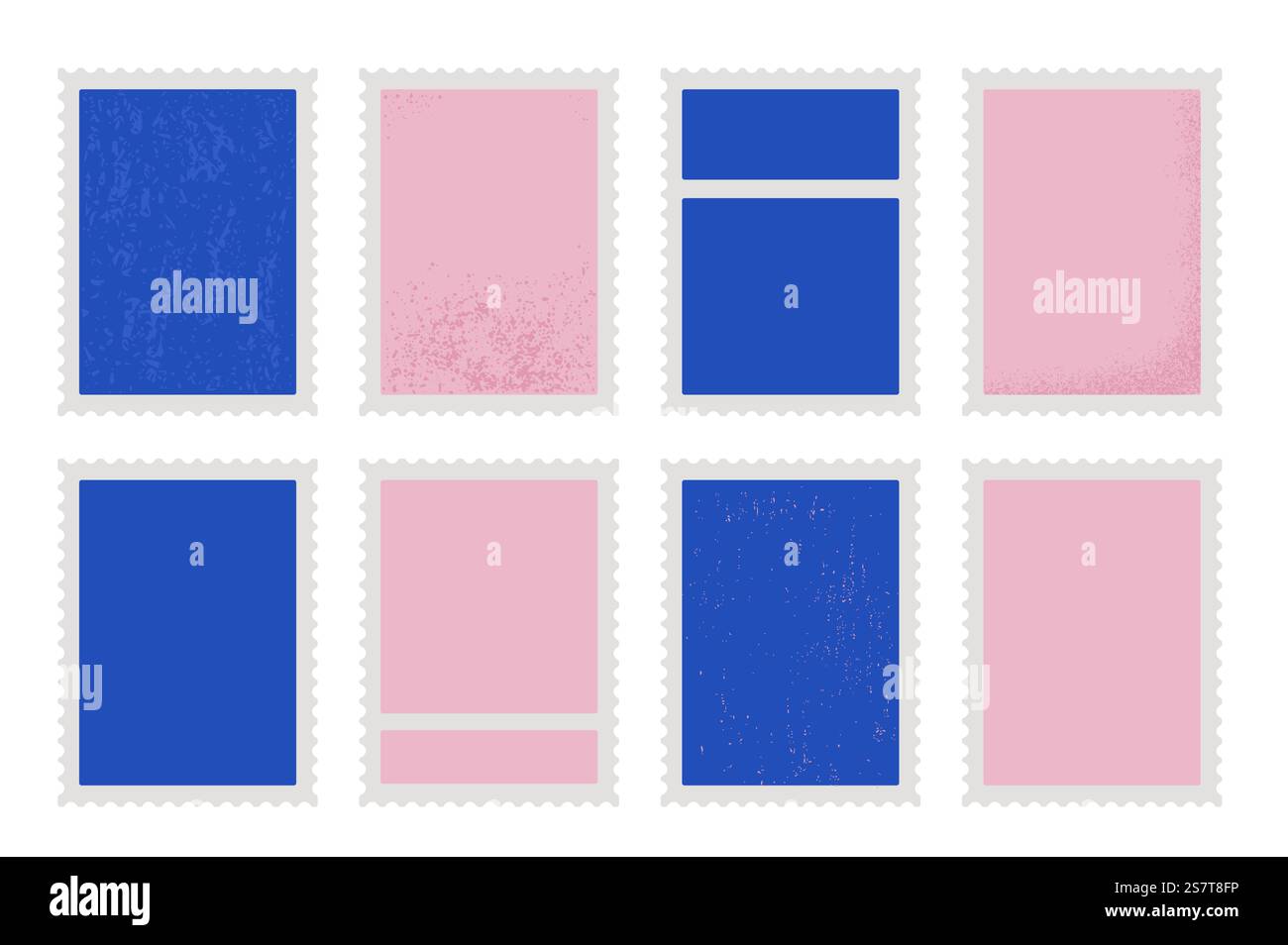 Postage stamps textured set. Blank empty mail postcard pack. Vector ...
