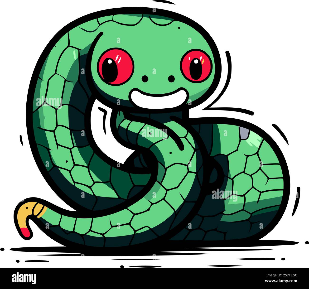 Cute cartoon snake. Vector illustration isolated on a white background ...