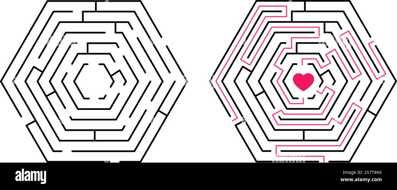 Labyrinth game way, finding ways to love. New idea find, creative maze ...