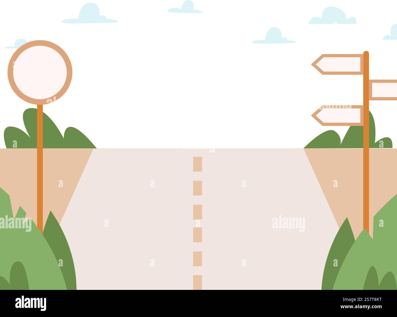 Empty road with destination arrows and traffic sign. Driving banner ...