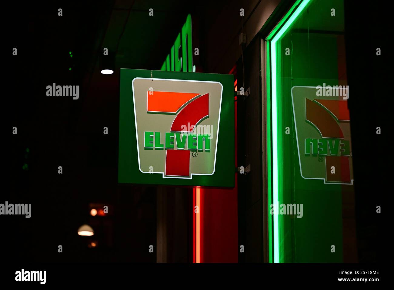 Stockholm, Uppland, Sweden. January 1 2025. 7-Eleven store front ...