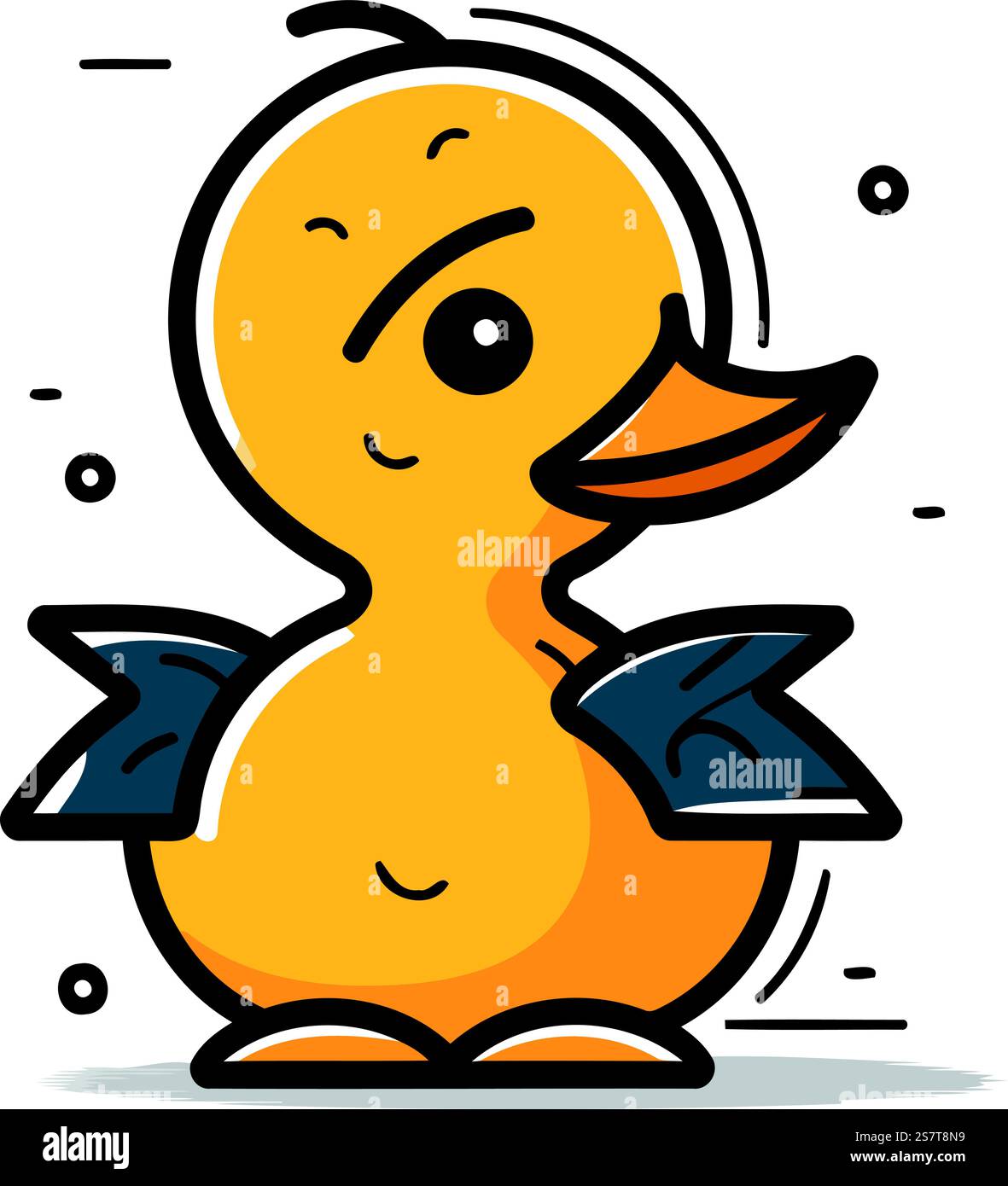 Duckling cartoon character with wings. Cute vector illustration Stock ...
