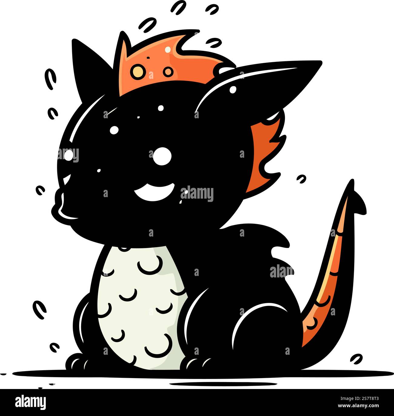 Cute cartoon kawaii dragon. Hand drawn vector illustration Stock Vector ...