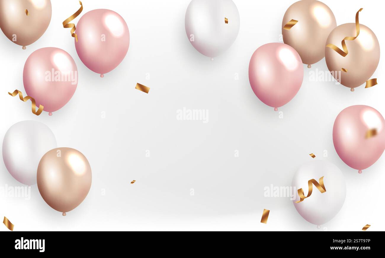 celebration background with elegant balloons Beautiful 3D design vector ...