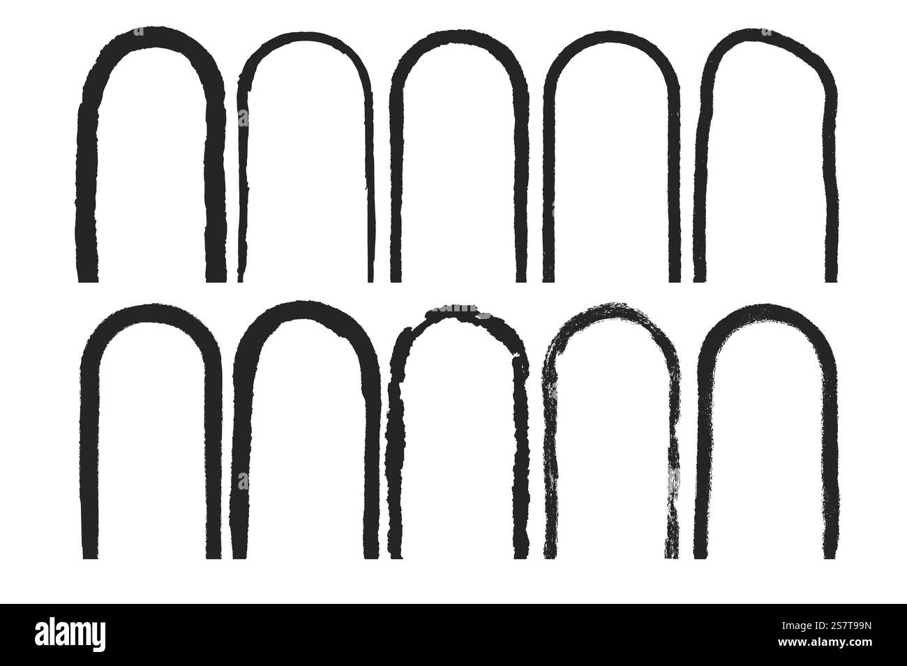 Grunge arch frames set. Door shapes modern black Vector hand drawn ...