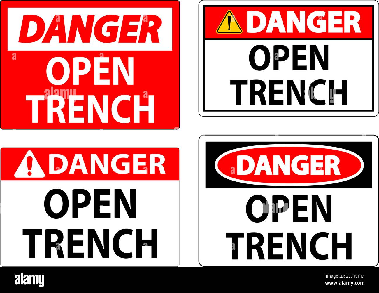 Danger Sign Open Trench Stock Vector Image & Art - Alamy