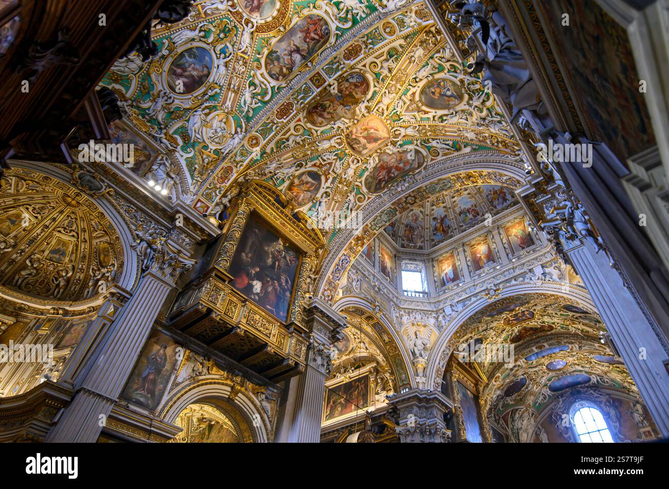 Bergamo, Italy. Interior of Basilica di Santa Maria Maggiore. The ...