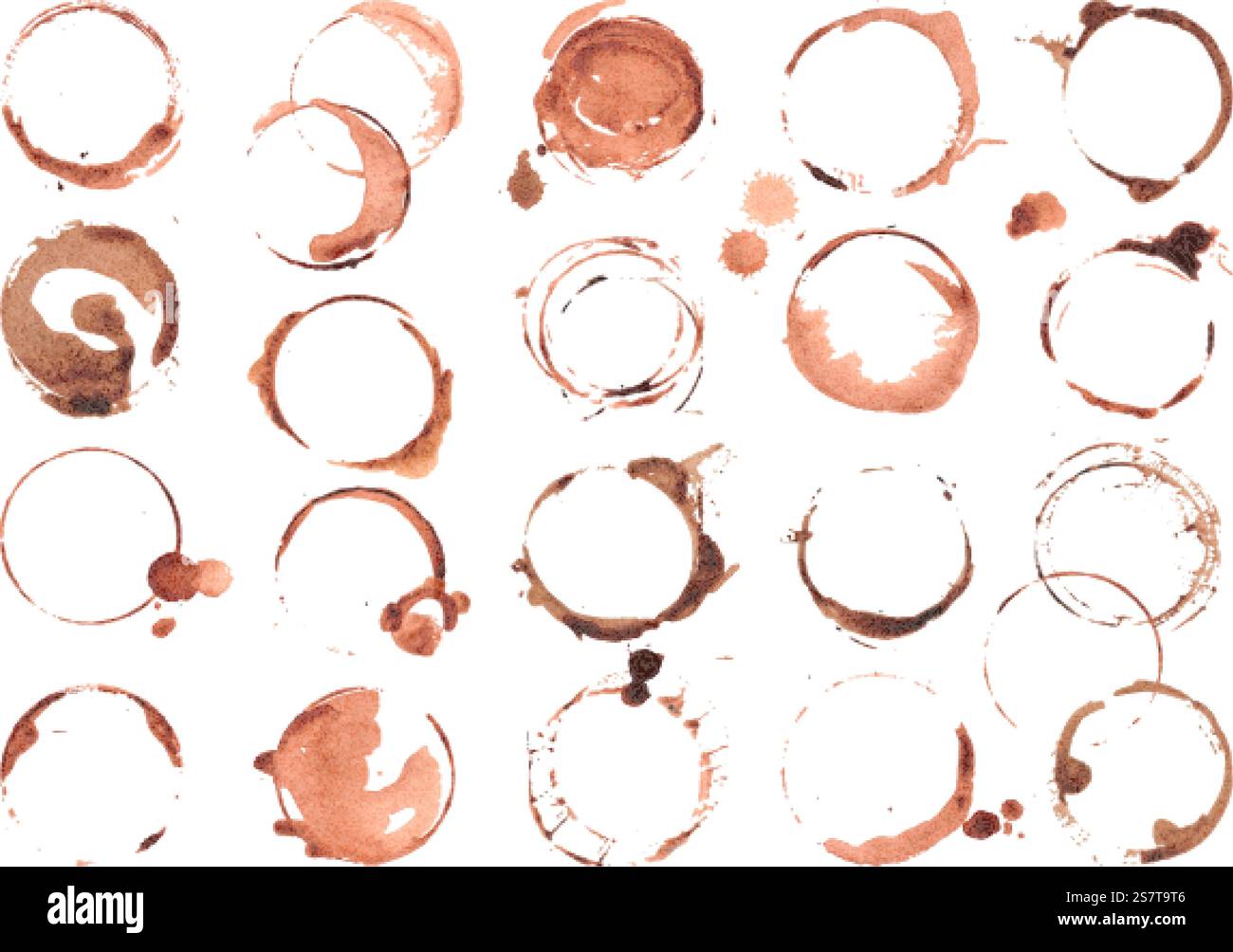 Coffee stains set, isolated cup circles tea or espresso. Dirty stain ...