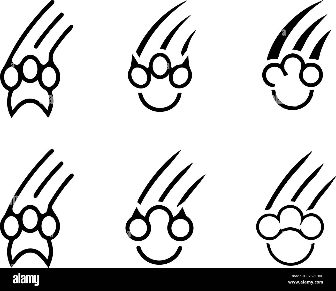 Animal claw scratch icons in modern circular designs, versatile line ...