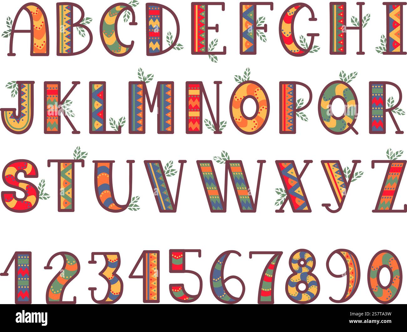 Tribal style ethnic alphabet, african decorative native letters and ...