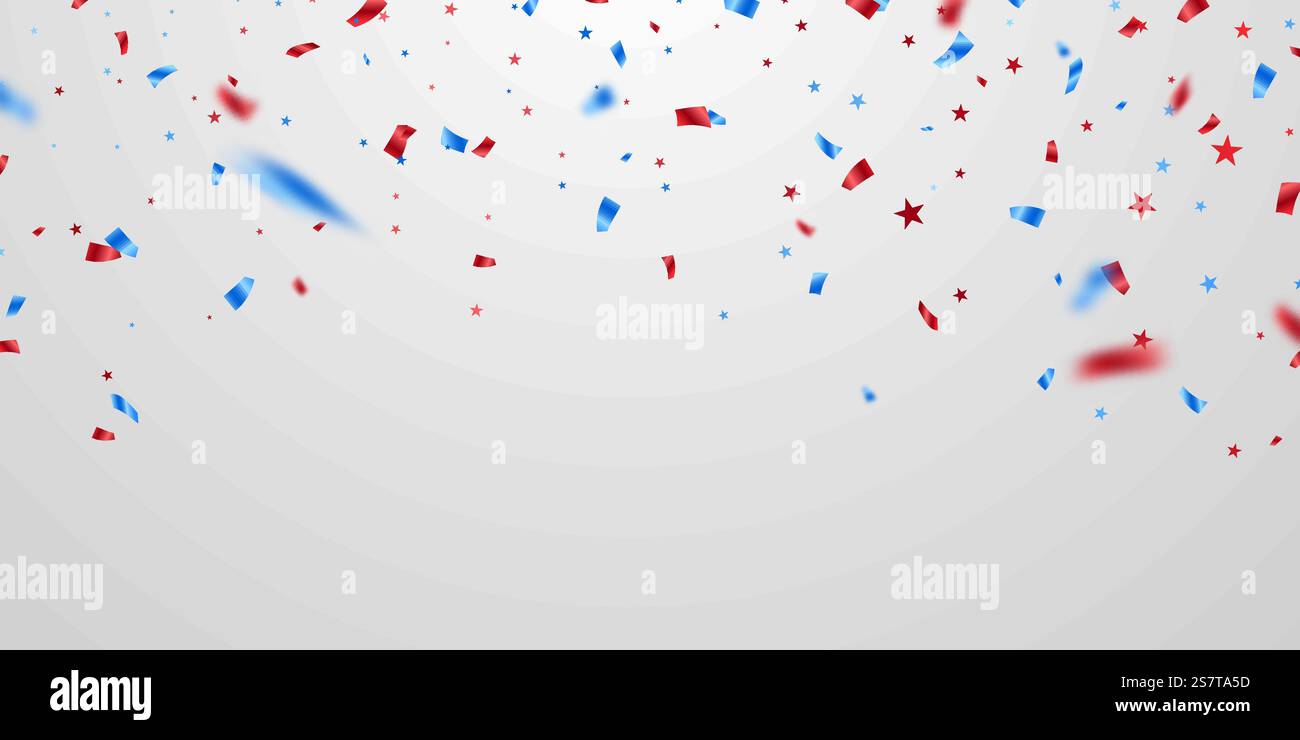 red and blue confetti background for party celebration vector ...
