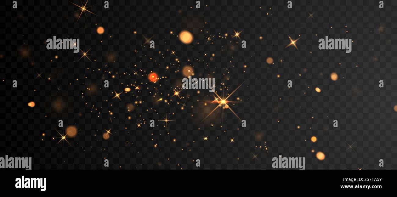 golden sparkling background design with light effect The gold dust and stars shine on a ...