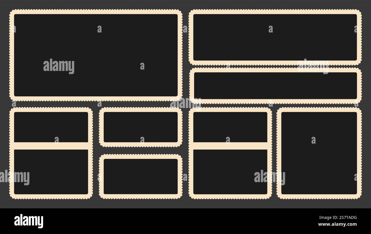 Scallop edged frame template. Bento collage grid shapes. Geometry ...