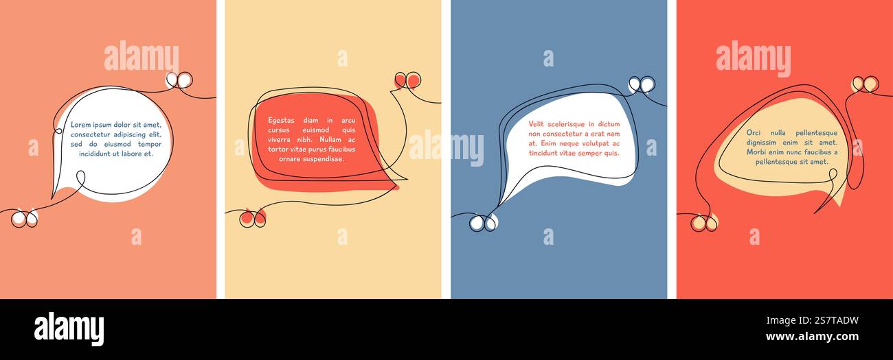 One line continuous quote banners. Free handwritten speech bubbles ...