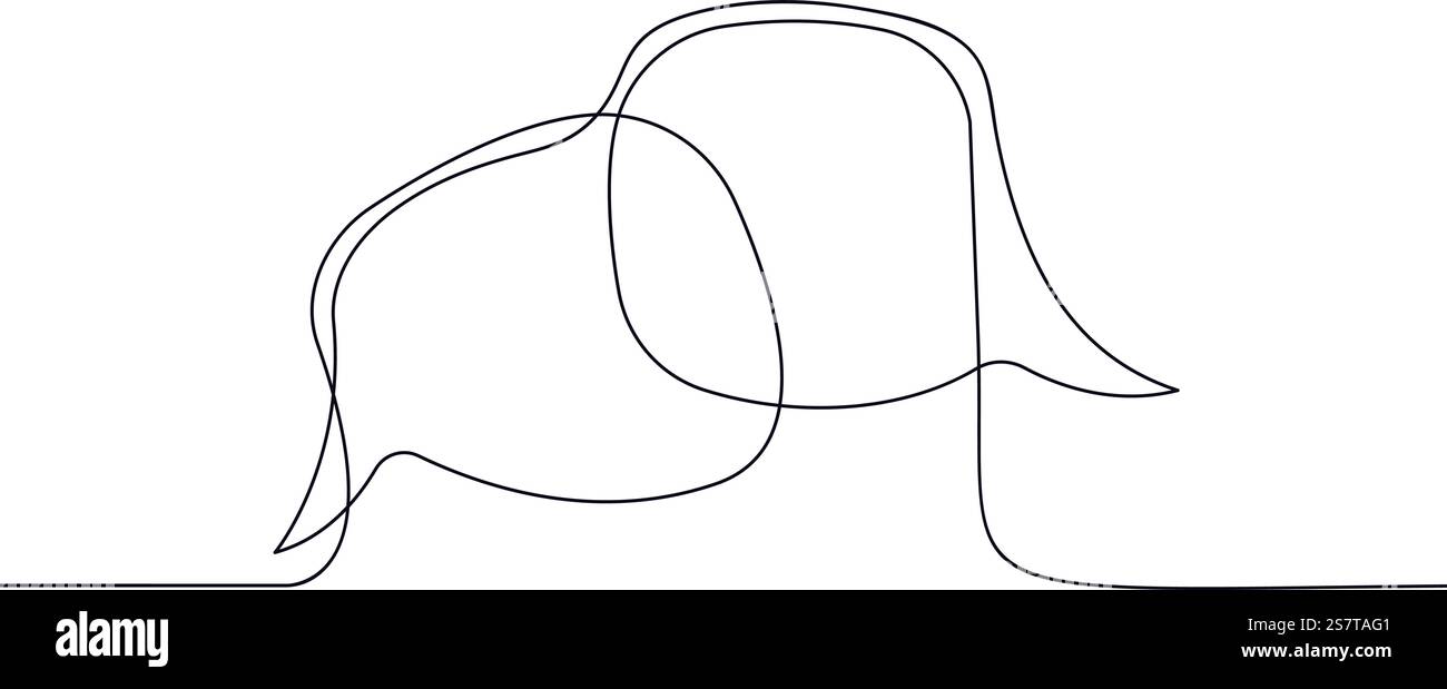 Continuous line message bubble, abstract speaking graphic element ...