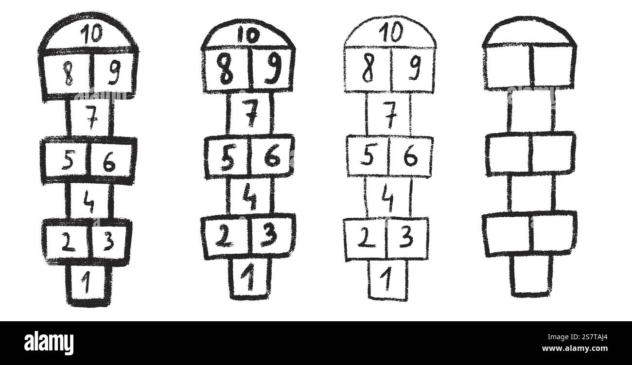 Hopscotch games set isolated on white background. Children playground ...