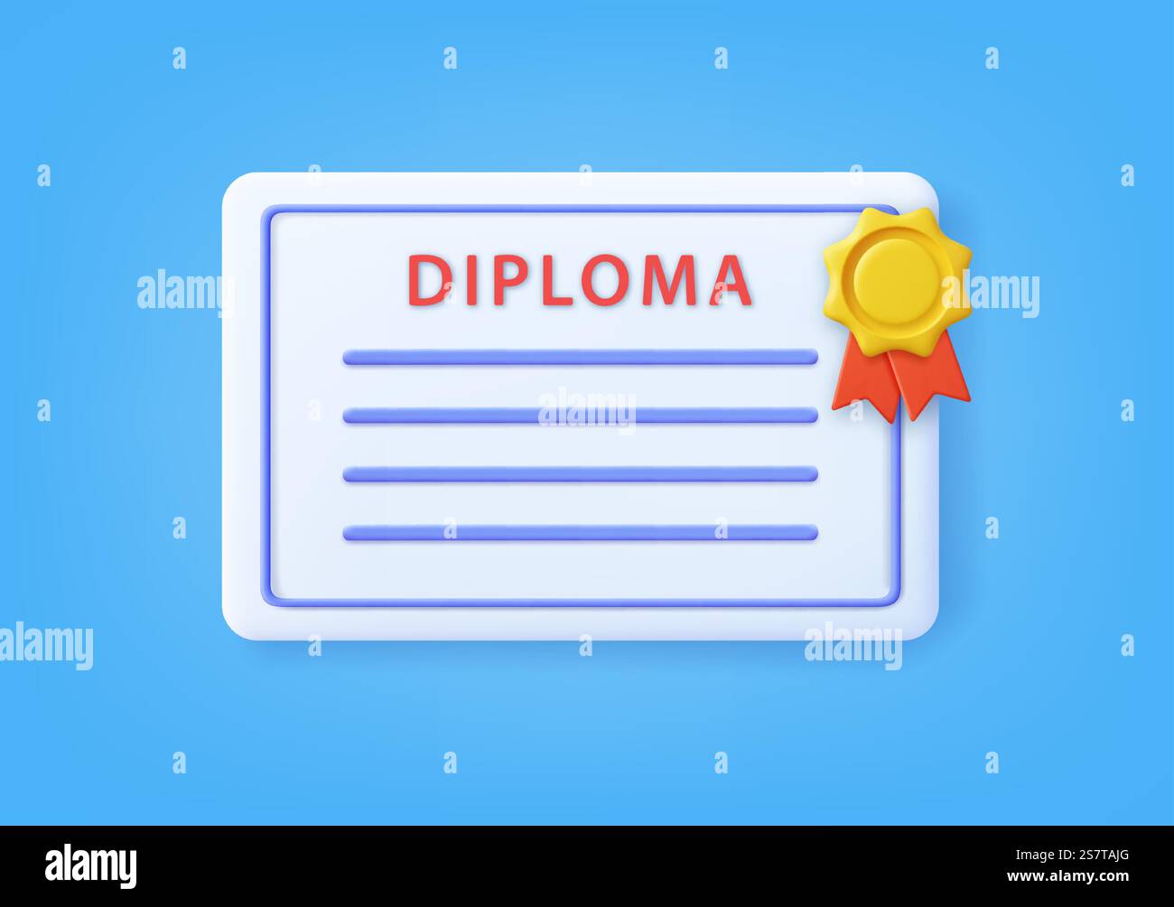 3d Achievement, award, grant, diploma concepts. certificate icon with ...