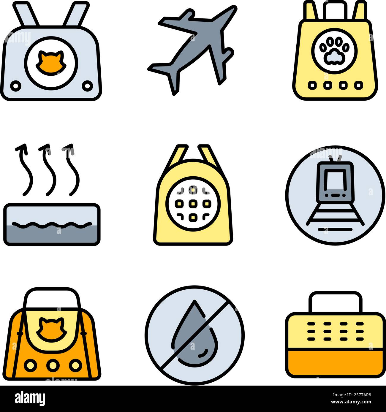 Pet Carrier Color Symbol Collection. Pet Accessories Icon for Dogs and ...