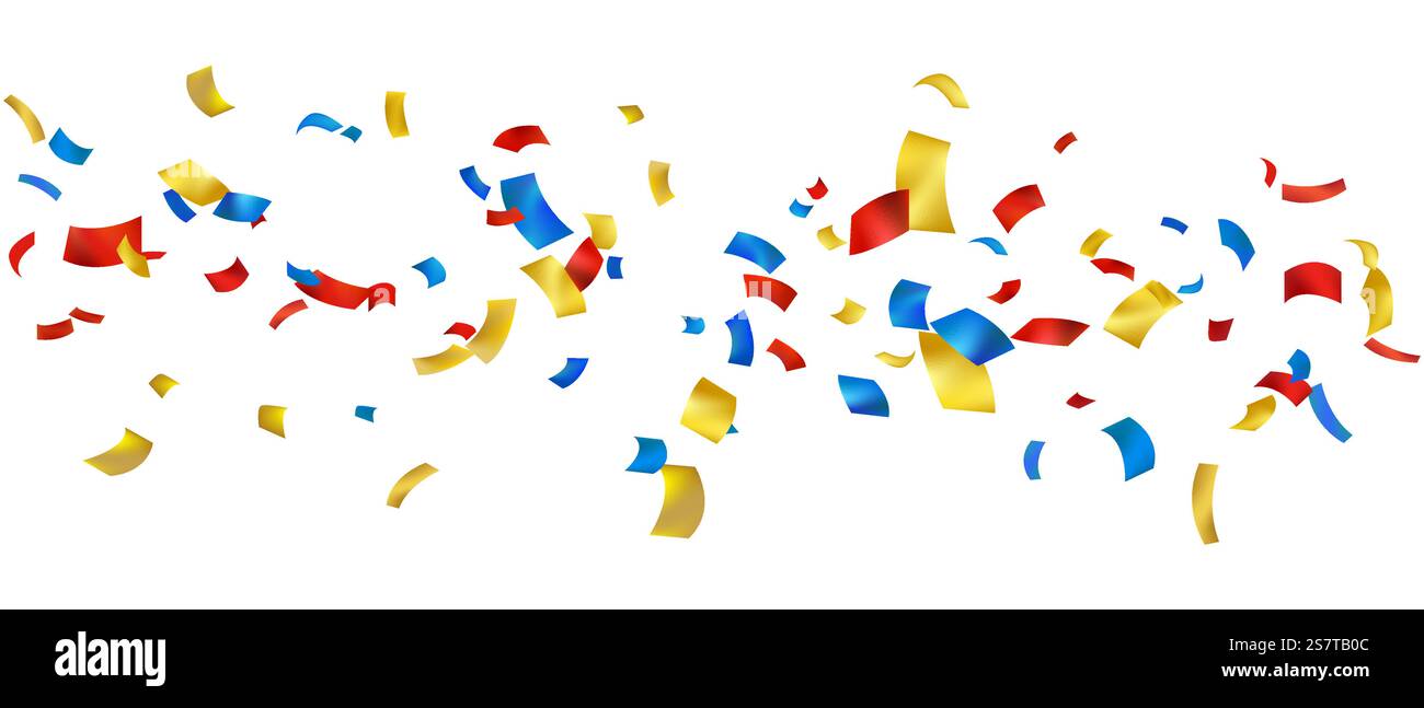 Colorful confetti and zigzag ribbon falling from above Streamers ...