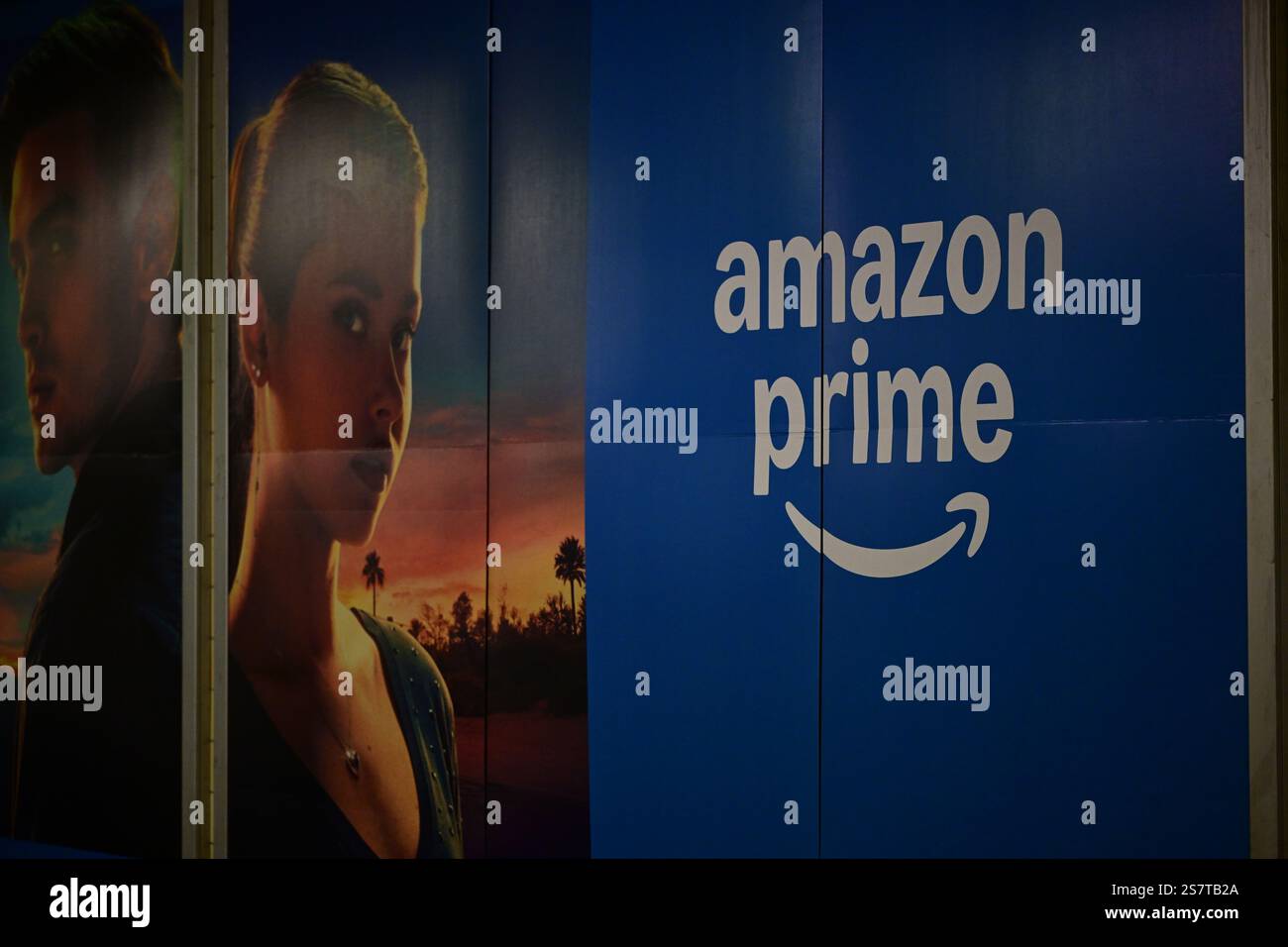 Stockholm, Uppland, Sweden. January 1 2025. Amazon Prime advertisement ...