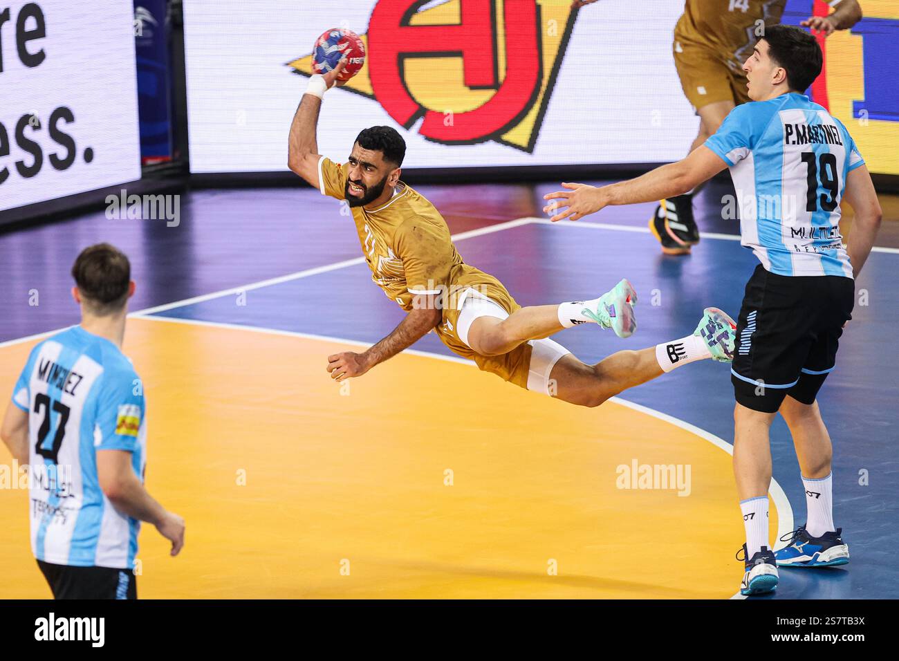 Zagreb, Zagreb. 19th Jan, 2025. Ali Merza Ali of Bahrain shoots the ...